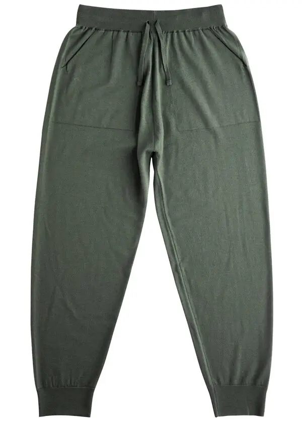 John Smedley Henning Wool Sweatpants - Dark Green