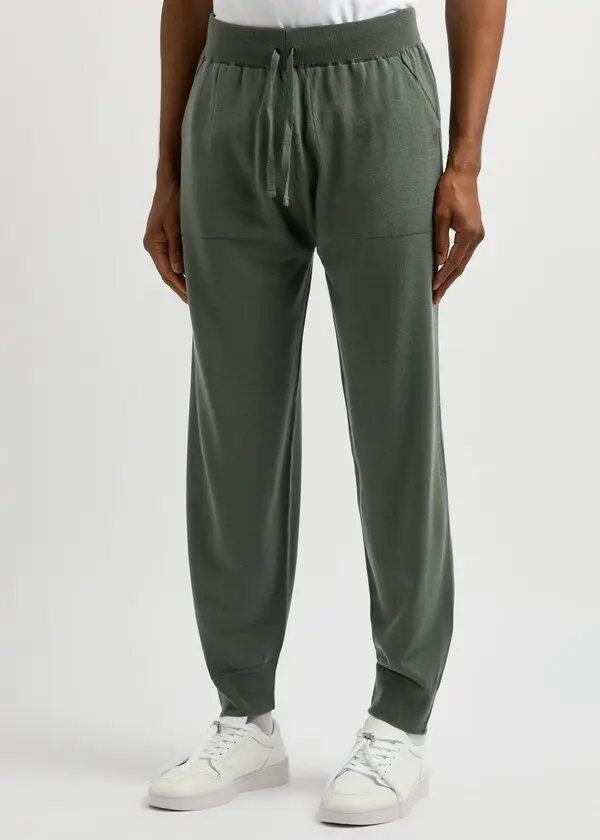 John Smedley Henning Wool Sweatpants - Dark Green