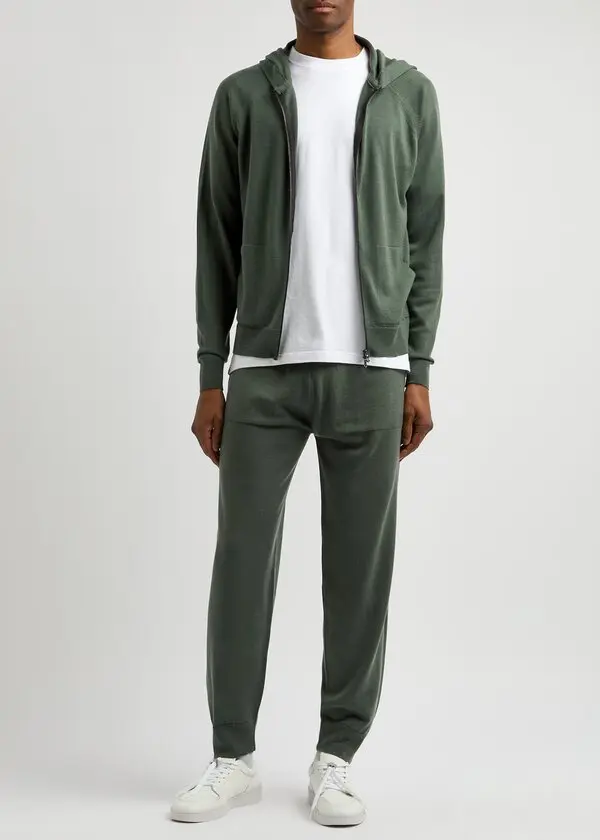 John Smedley Henning Wool Sweatpants - Dark Green