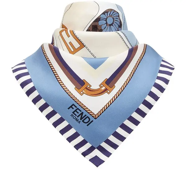 Outfit Fendi Ff Foulard Fendi Ff Foulard In Silk Blue Editorialist