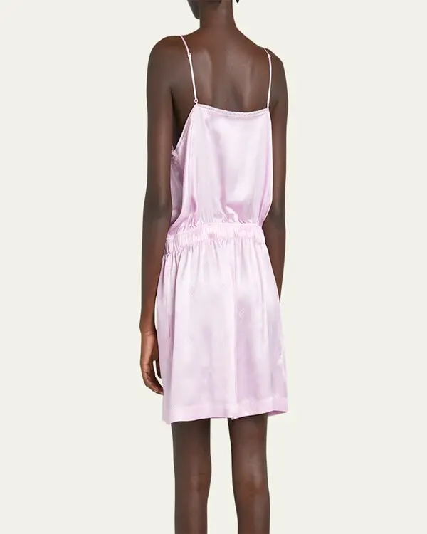 Balenciaga Lace Trim Drawstring Mini Dress - Pink | Editorialist
