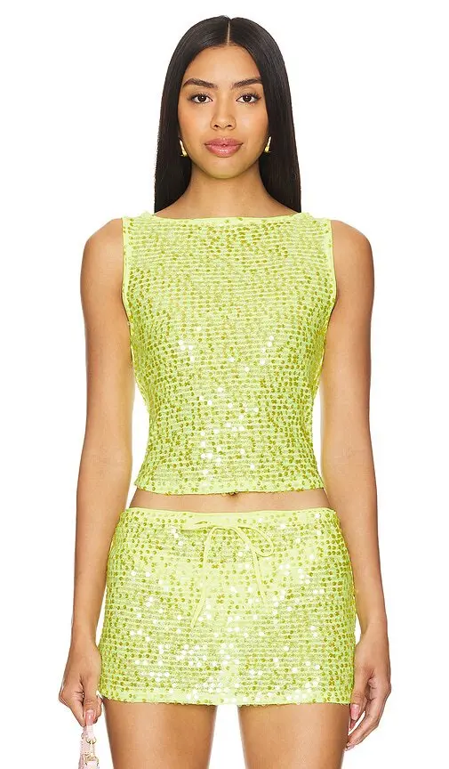 LOVERS AND FRIENDS Sequin Top - Lime Green Sequin