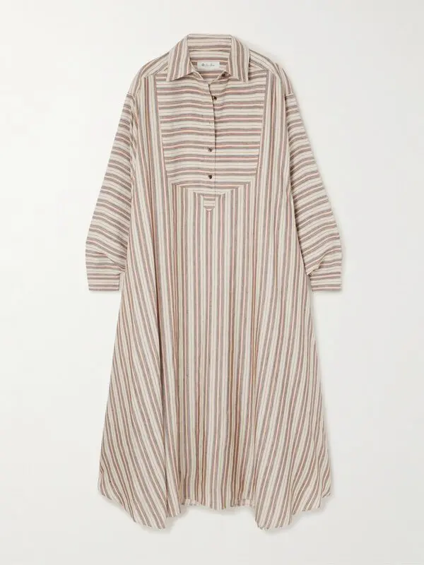 Loro Piana Striped Printed Linen And Silk-blend Kaftan