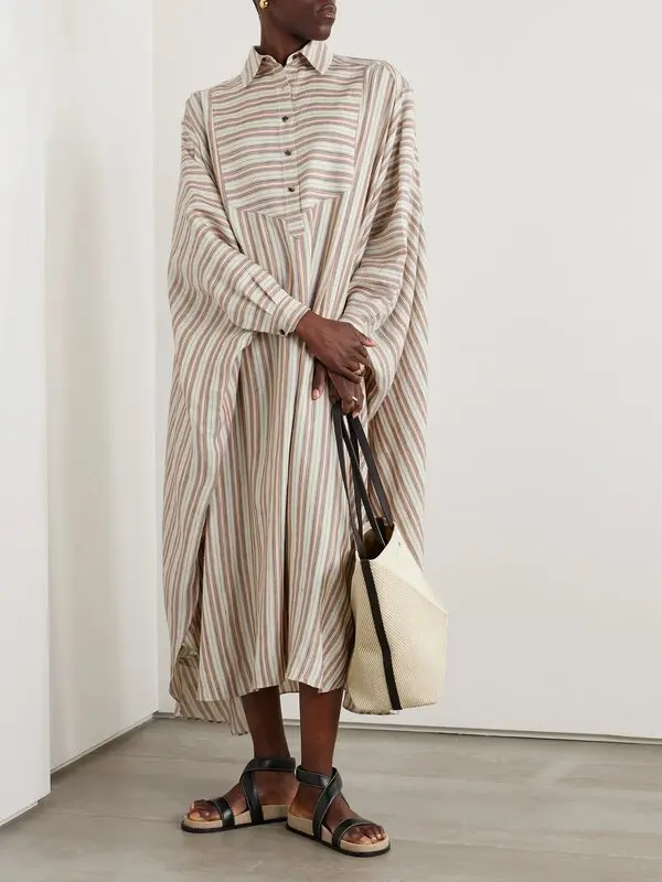 Loro Piana Striped Printed Linen And Silk-blend Kaftan