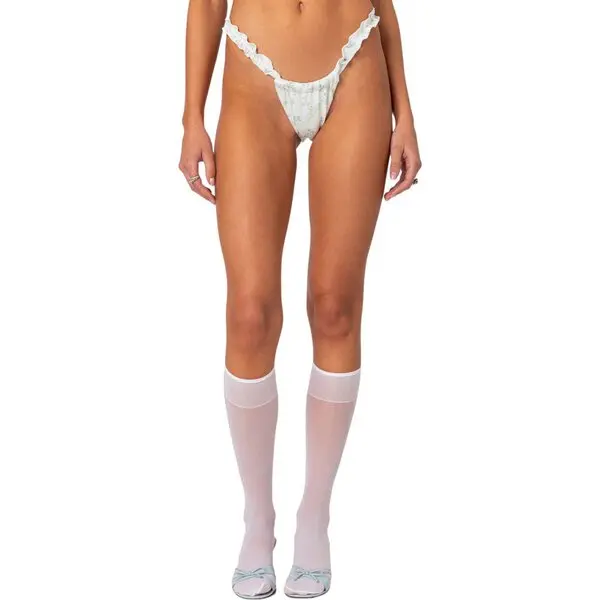 EDIKTED Scrunched Floral Bikini Bottoms - White