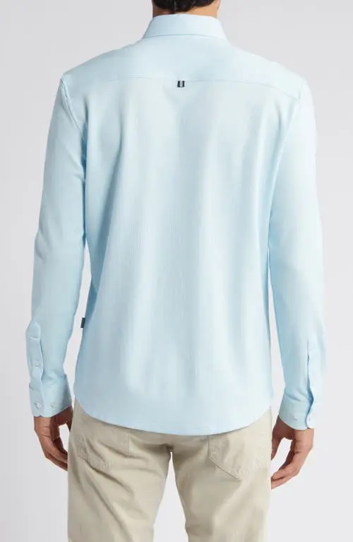 Stone Rose Solid Performance Piqué Button-up Shirt - Lt.blue