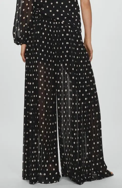 Mango Adela Polka Dot Pleated Chiffon Palazzo Pants