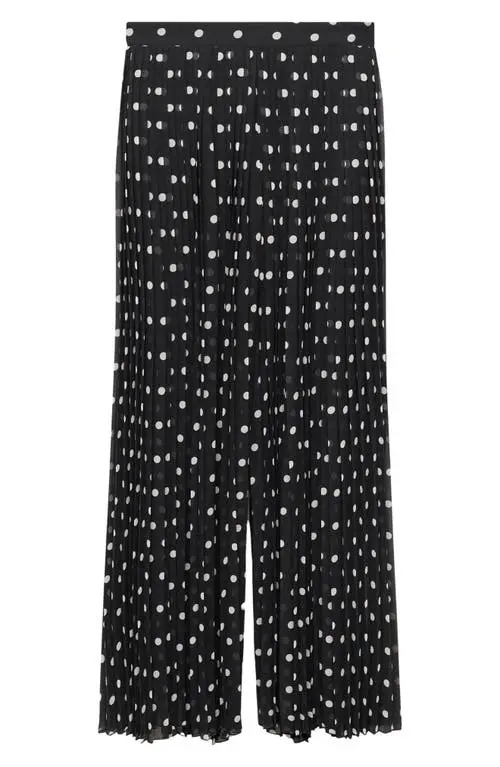 Mango Adela Polka Dot Pleated Chiffon Palazzo Pants