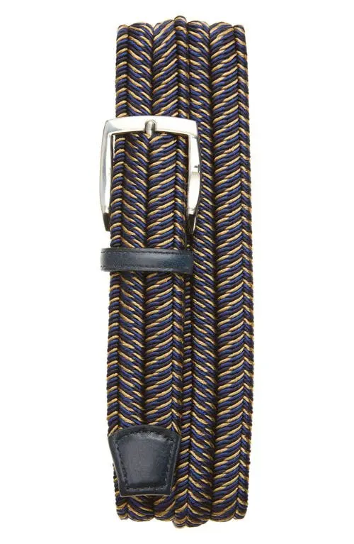 Torino Herringbone Woven Belt - Navy/khaki