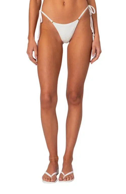 EDIKTED Eyelet String Bikini Bottom - White