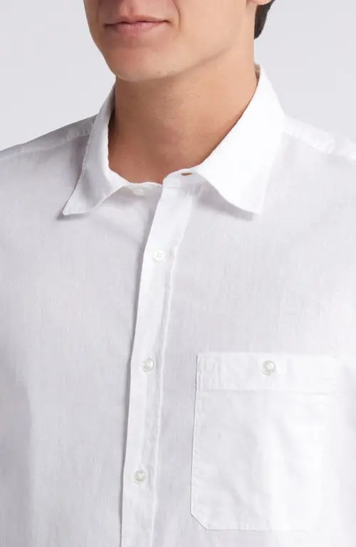 7 For All Mankind Solid Cotton & Linen Button-up Shirt - White