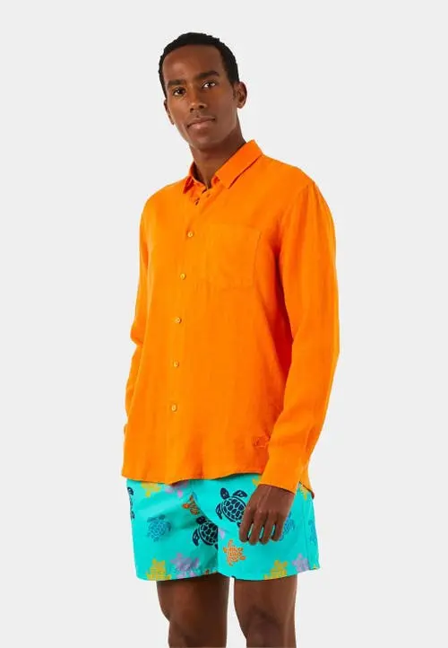 Vilebrequin Linen Solid Shirt - Abricot