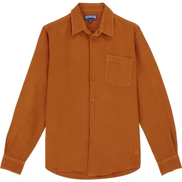Vilebrequin Solid Linen Shirt - Caramel