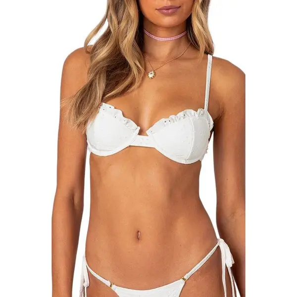 EDIKTED Eyelet Underwire Bikini Top - White