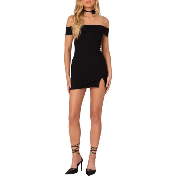 EDIKTED Effie Off-the-shoulder Minidress - Black
