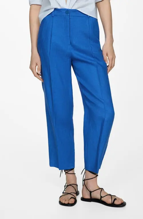 Mango Brunoli Linen Straight Leg Ankle Pants