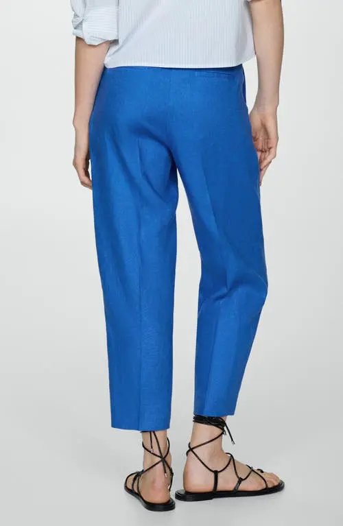 Mango Brunoli Linen Straight Leg Ankle Pants