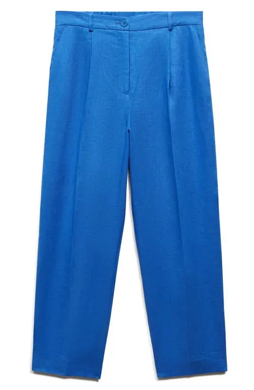 Mango Brunoli Linen Straight Leg Ankle Pants