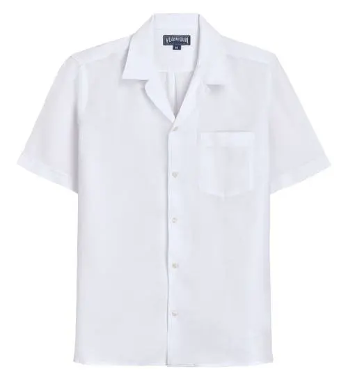Vilebrequin Solid Linen Bowling Shirt - Blanc