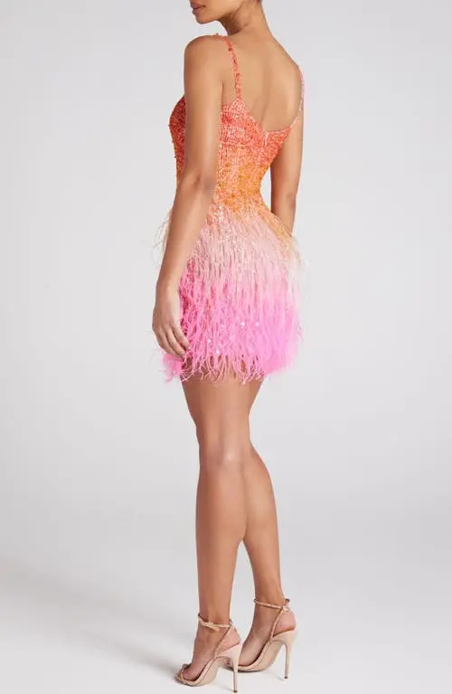 pink and orange feather dress Orange Feather Off-Shoulder Short Tailor-Made Cocktail Dress