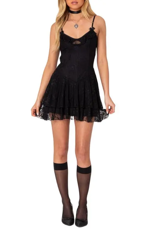 EDIKTED Lyla Lace Mini Dress - Black