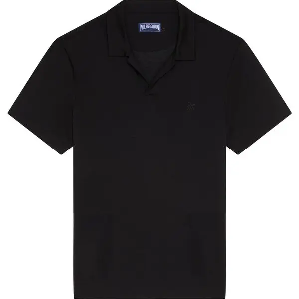 Vilebrequin Tencel Polo Shirt Solid - Black
