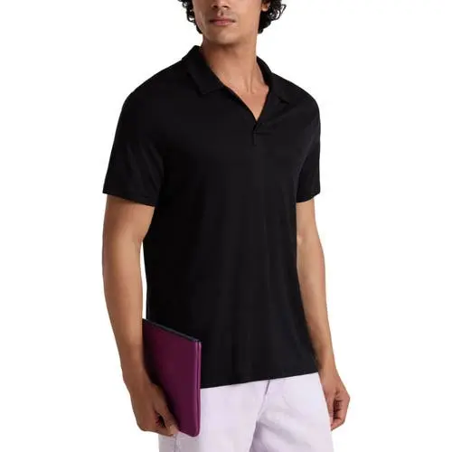 Vilebrequin Tencel Polo Shirt Solid - Black