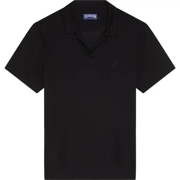 Vilebrequin Tencel Polo Shirt Solid - Black