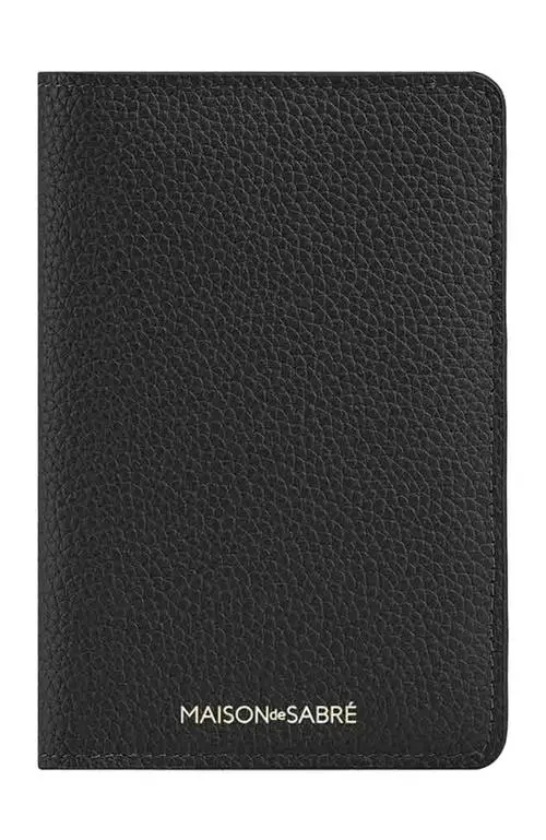 MAISON DE SABRE Leather Passport Holder - Black Caviar