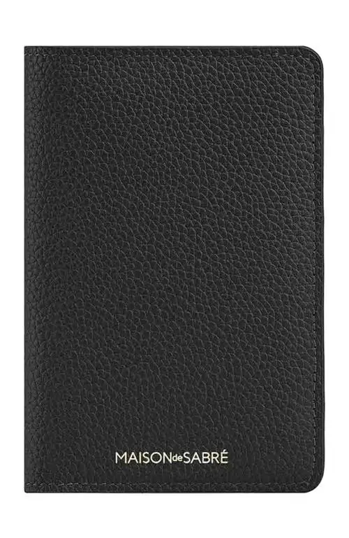MAISON DE SABRE Leather Passport Holder - Black Caviar