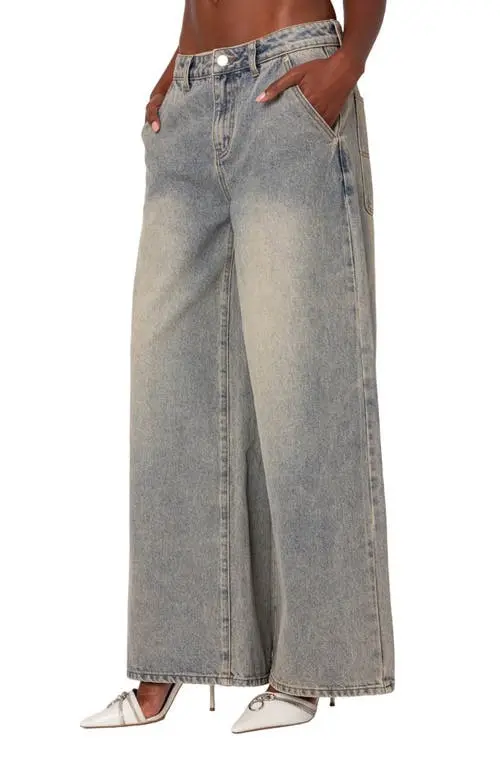 EDIKTED Baggy Wide-leg Jeans - Gray