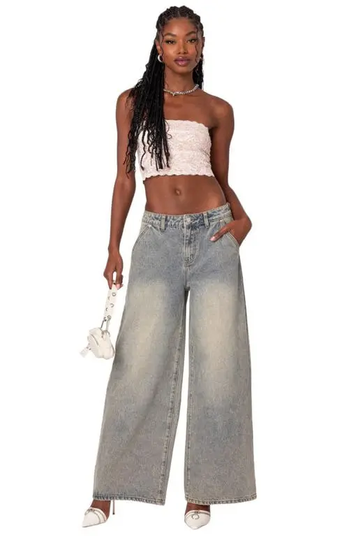 EDIKTED Baggy Wide-leg Jeans - Gray