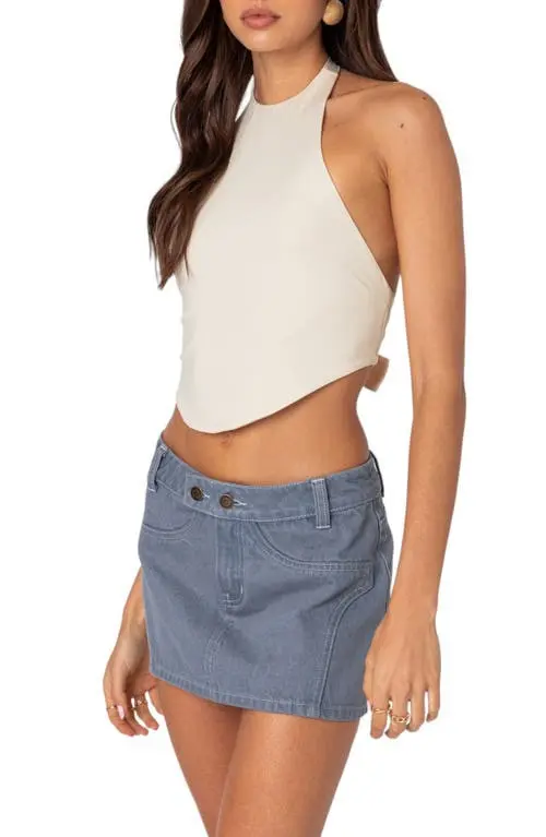 EDIKTED Raine Curved Halter Top - Cream
