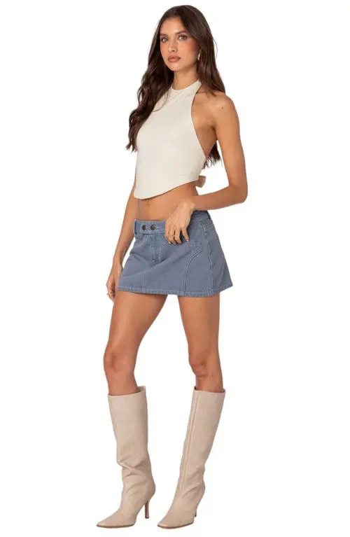 EDIKTED Raine Curved Halter Top - Cream
