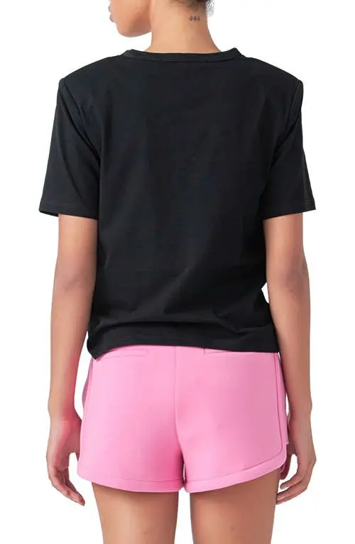 GREY LAB Power Shoulder Cotton T-shirt - Black