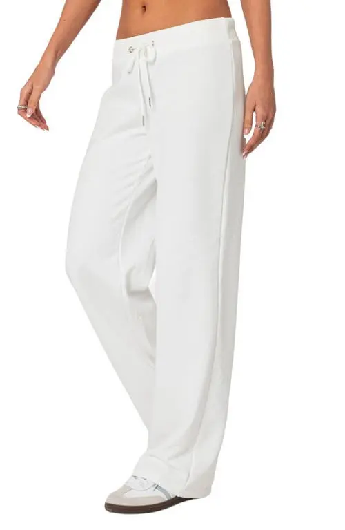 EDIKTED Quinn Cotton Blend Straight Leg Sweatpants - White