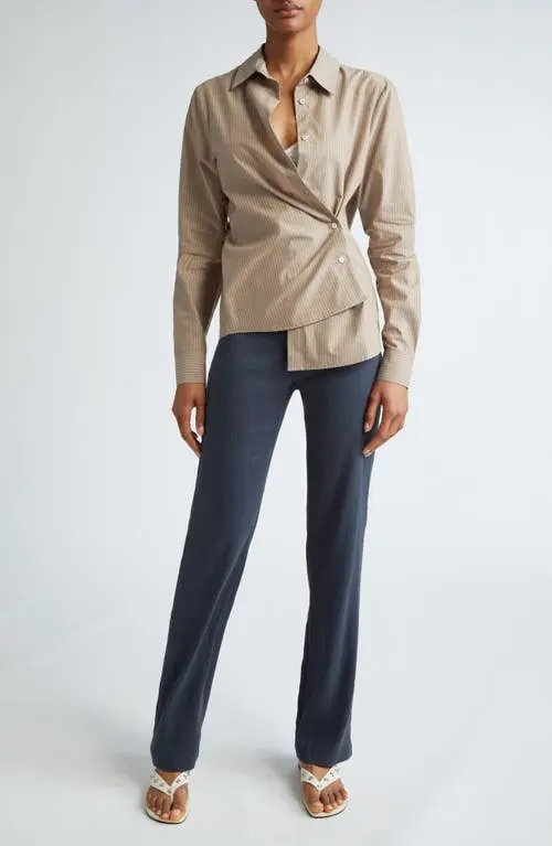 Paloma Wool Donald Stripe Cotton Button-Up Shirt In Brown - 70