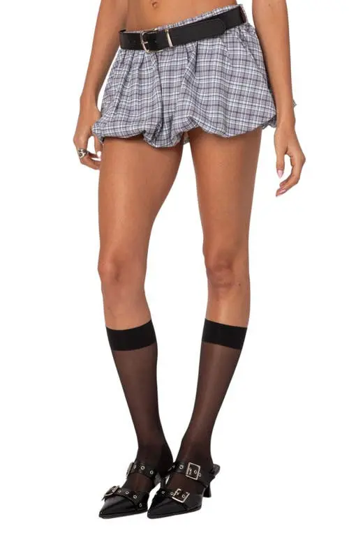 EDIKTED Plaid Bubble Microskort - Blue