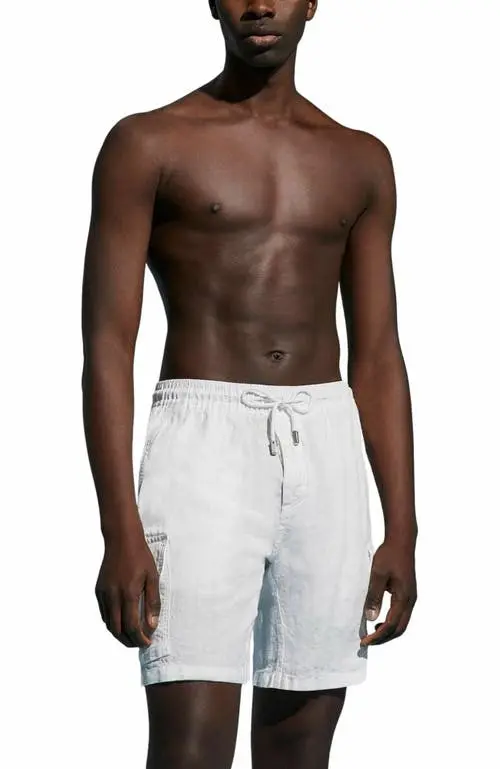 Vilebrequin Linen Cargo Bermuda Shorts - Blanc