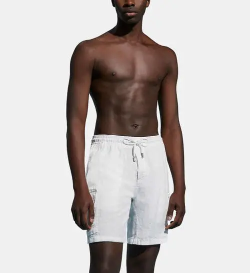 Vilebrequin Linen Cargo Bermuda Shorts - Blanc