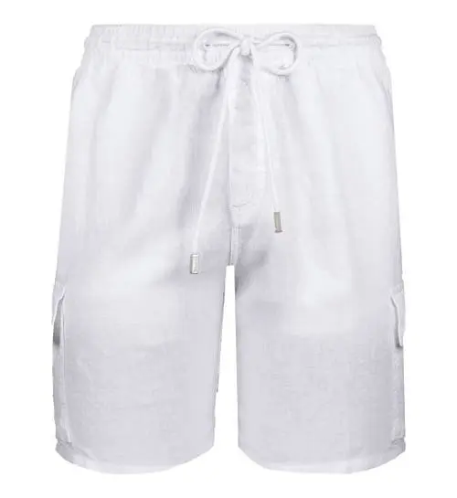 Vilebrequin Linen Cargo Bermuda Shorts - Blanc