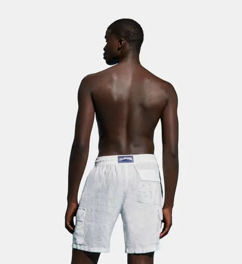 Vilebrequin Linen Cargo Bermuda Shorts - Blanc