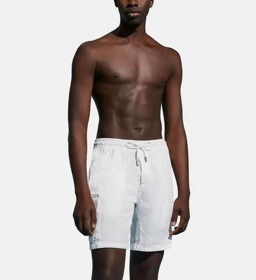 Vilebrequin Linen Cargo Bermuda Shorts - Blanc