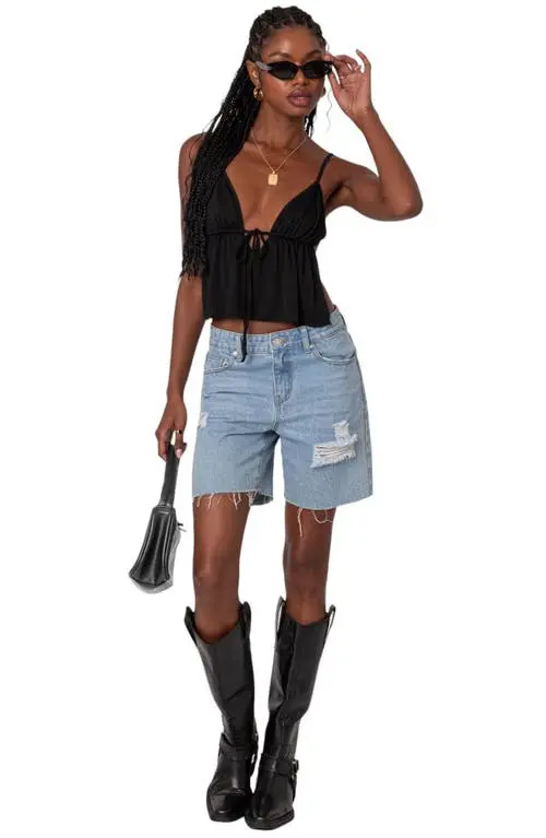 EDIKTED Rylee Tie Front Open Back Camisole - Black