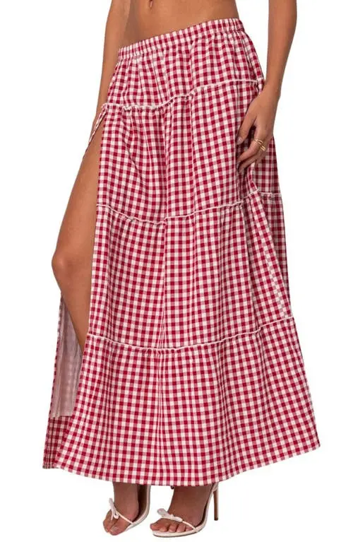 EDIKTED Gingham Maxi Skirt