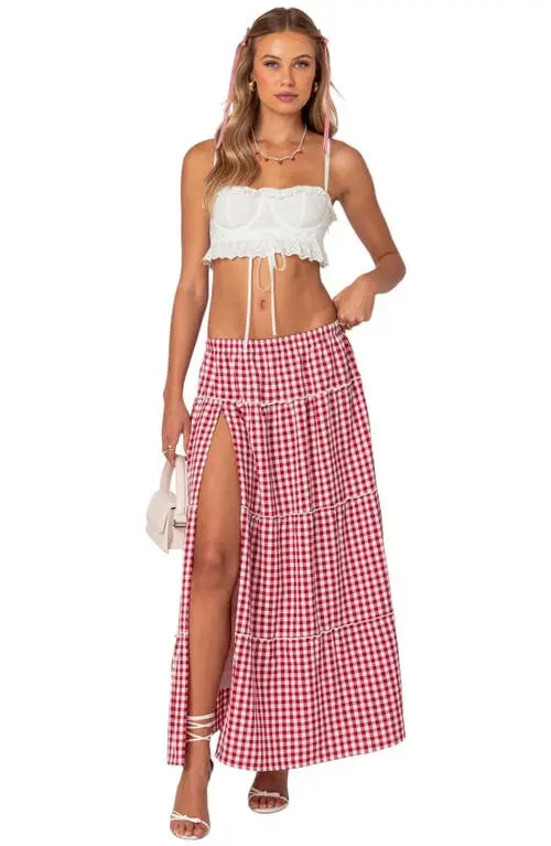 EDIKTED Gingham Maxi Skirt