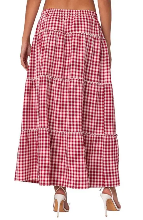EDIKTED Gingham Maxi Skirt