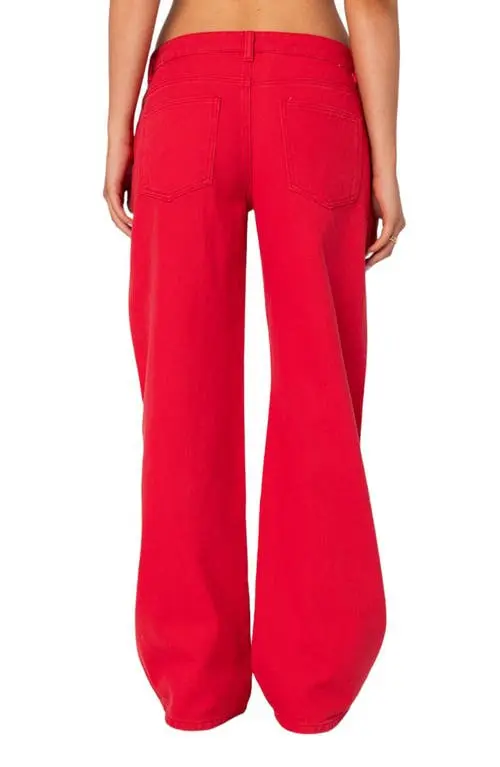 EDIKTED Roman Flare Jeans - Red
