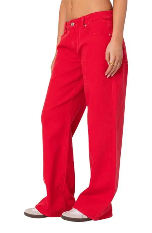 EDIKTED Roman Flare Jeans - Red