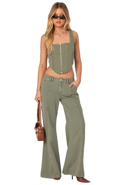 EDIKTED Lottie Denim Corset Top